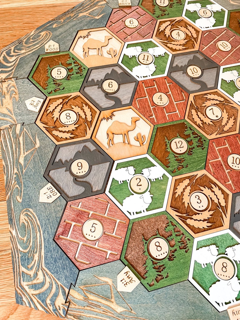 Custom Stained Wooden Catan Board | Engraved Wedding Gift - Etsy