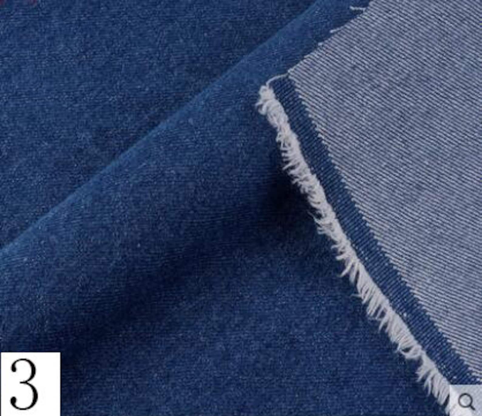 Heavy Weight Denim Fabric Washed Denim Solid Color Fabric | Etsy