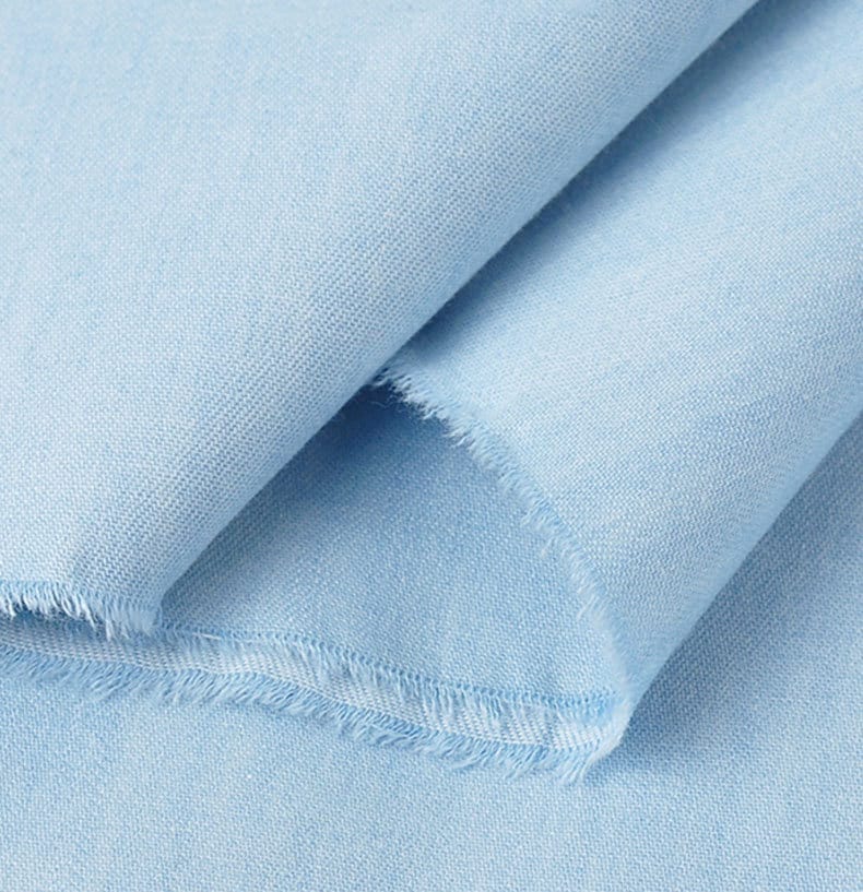 Lightweight Blue Denim Fabric, Washed Denim, Solid Color Fabric, Cotton ...