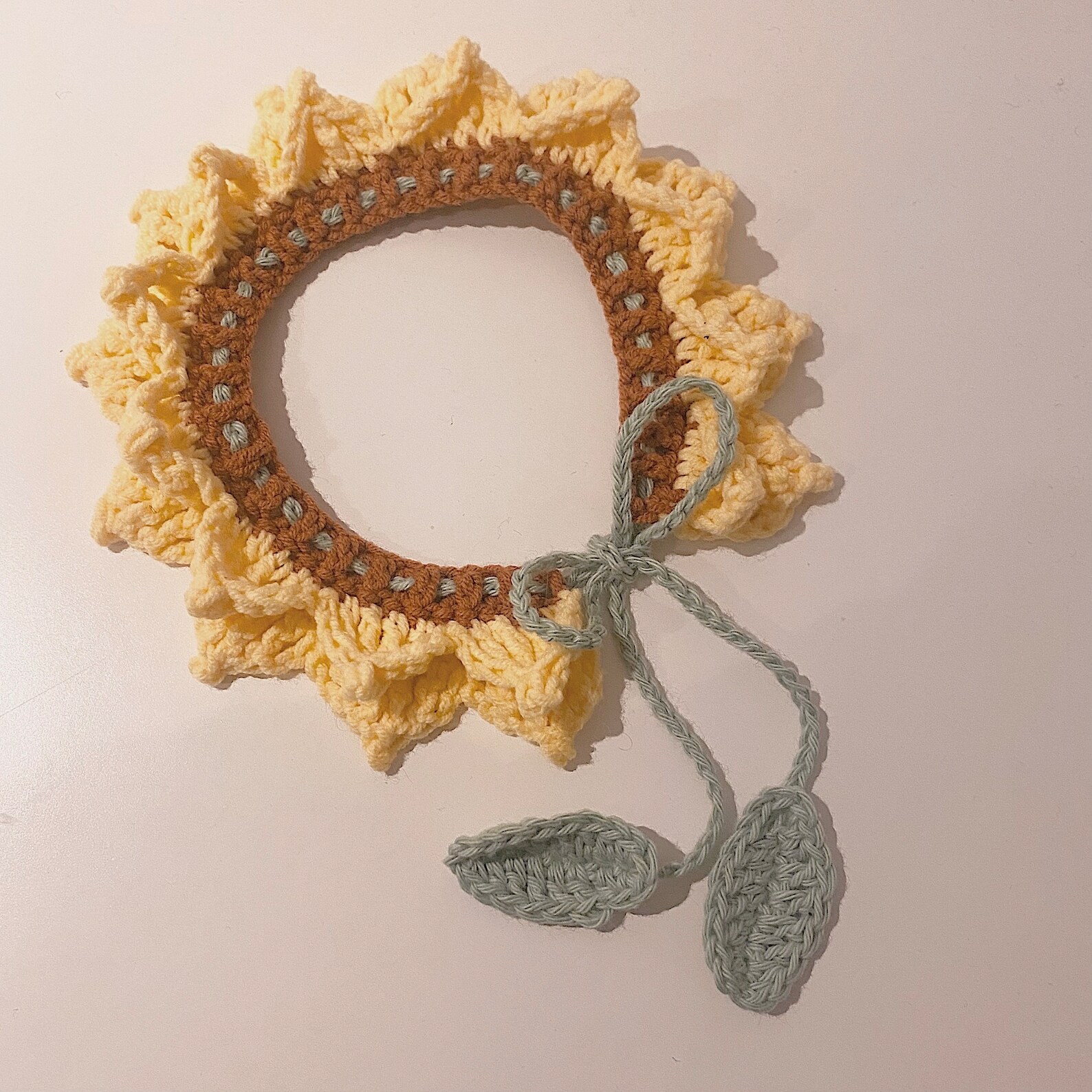Sunflower Hand Knitted Pet Collar Crochet Pet Collar Cat - Etsy
