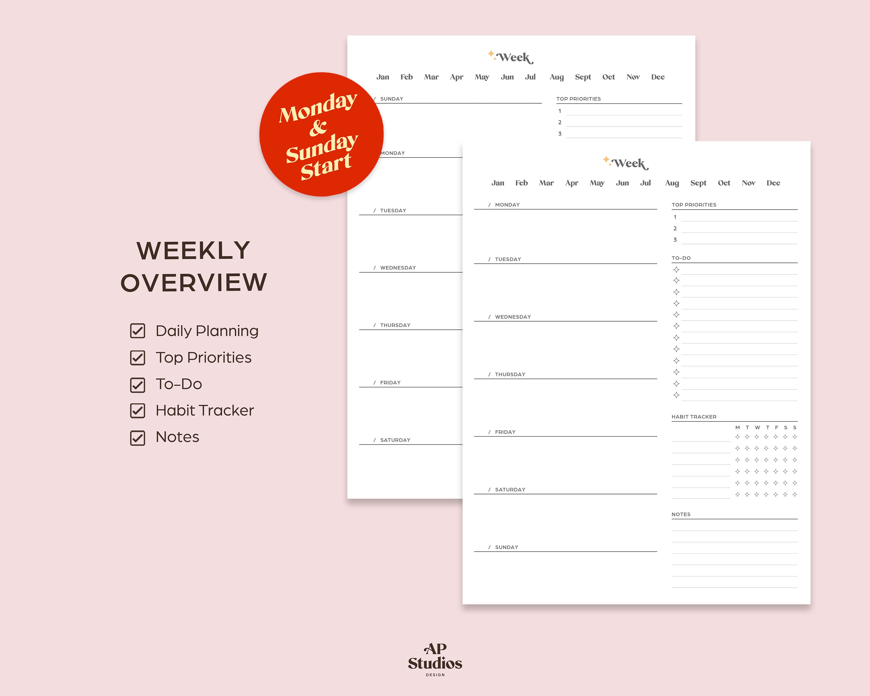 Weekly To-do Planner Fillable & Printable - Etsy