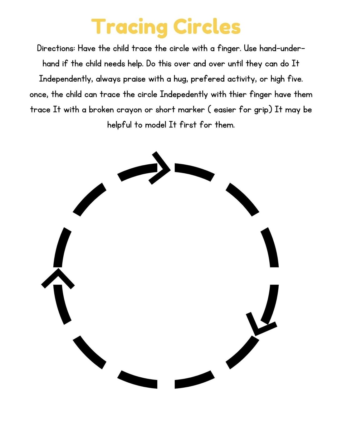 Pre-k Worksheet for Kids on the Spectrum- Tracing Circles - Etsy