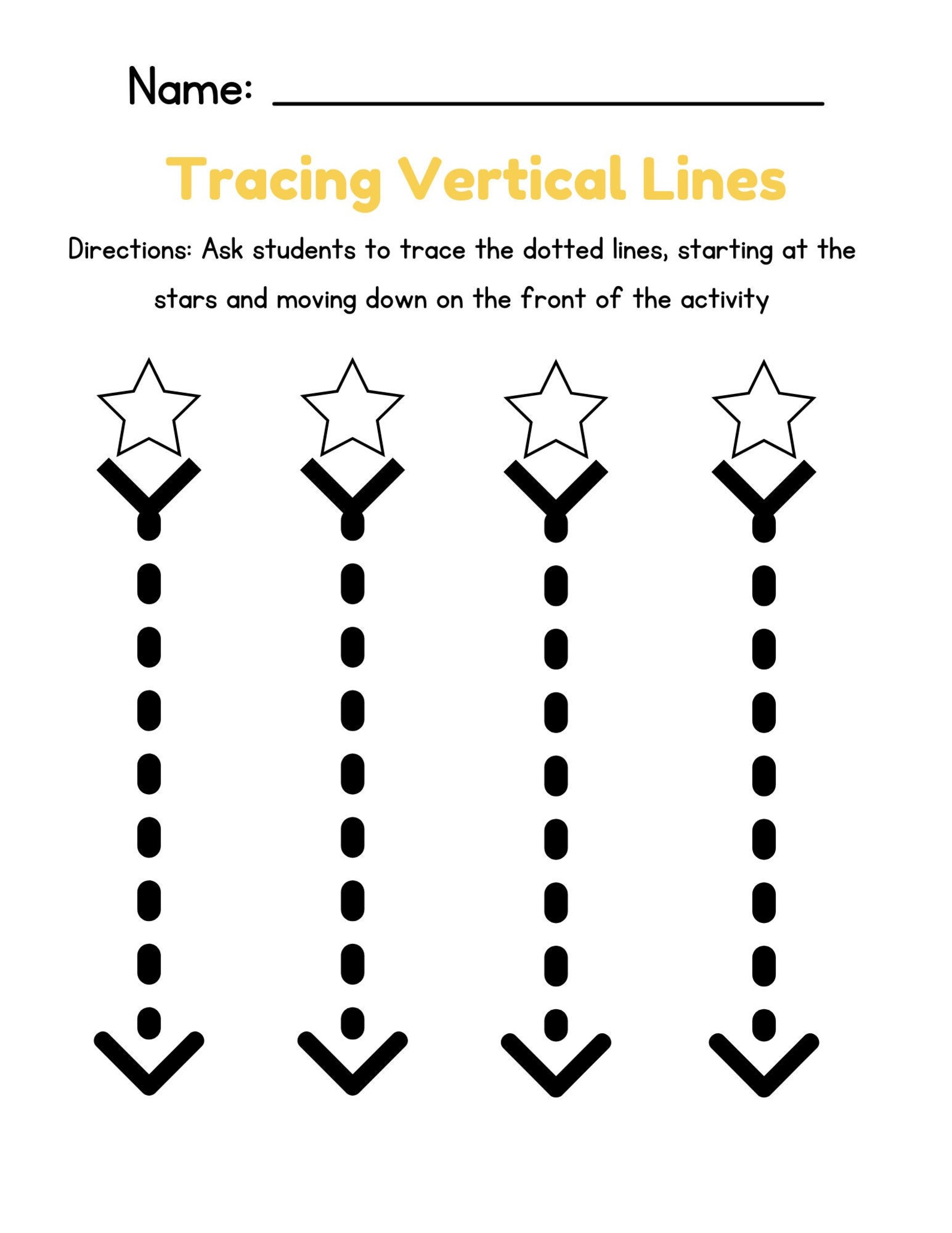 Pre-k Worksheet for Kids on the Spectrum- Vertical Line Tracing - Etsy