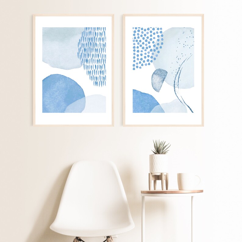 Set of 6 Baby Blue Wall Art Sky Blue Printable Abstract | Etsy