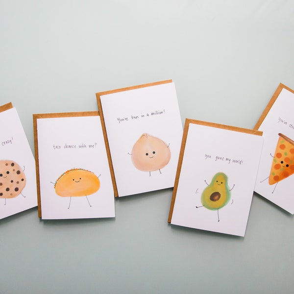 Food Pun Greeting Cards - Etsy