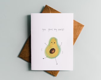 Foodie Pun Card You Guac My World Valentine's Day / Love Card - Etsy
