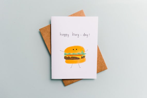 Burger Food Pun Birthday Card Happy Burg Day - Etsy