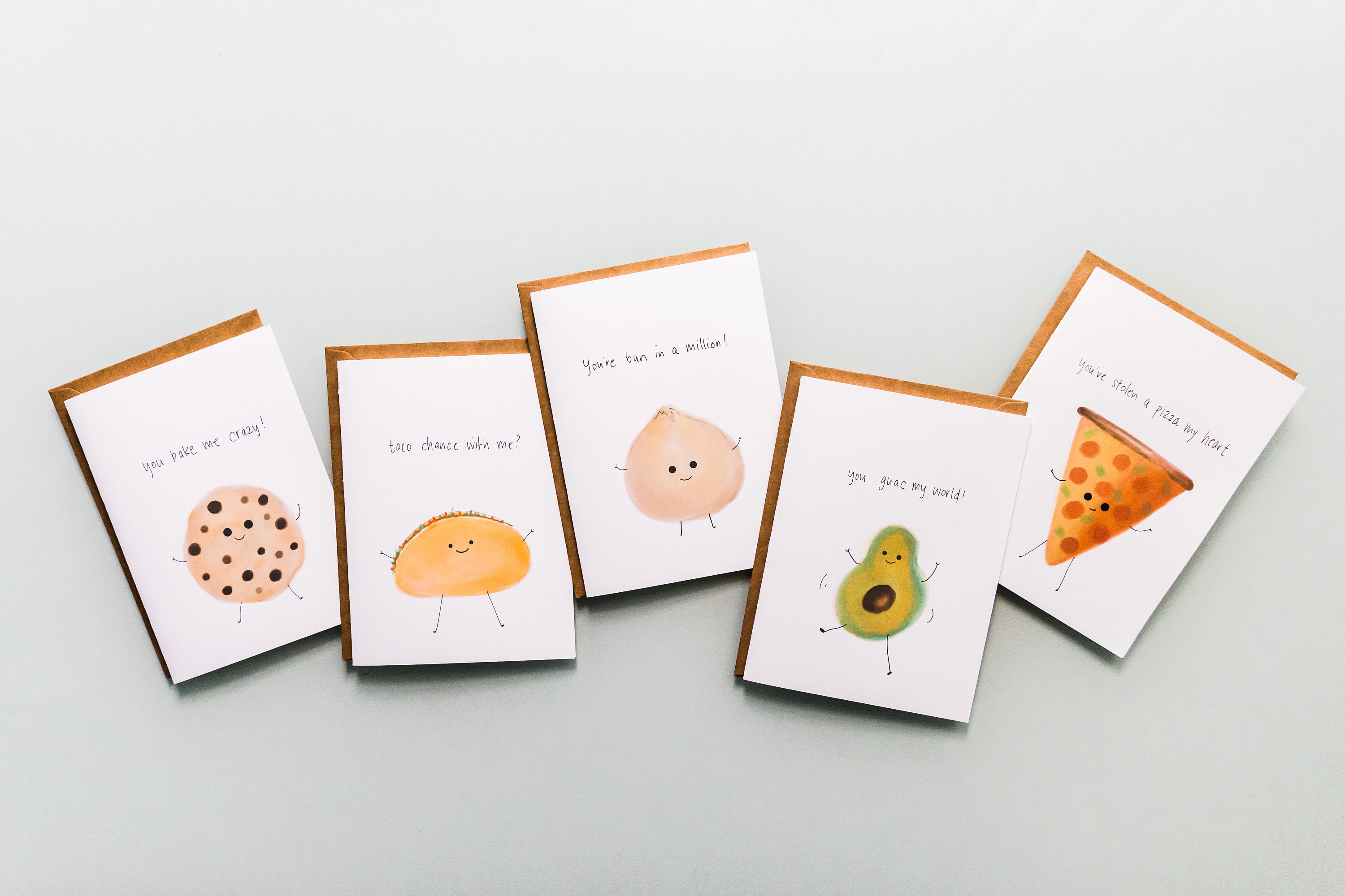 Foodie Pun Valentine's Day Greeting Cards / Love Cards - Pack of 5 - Etsy