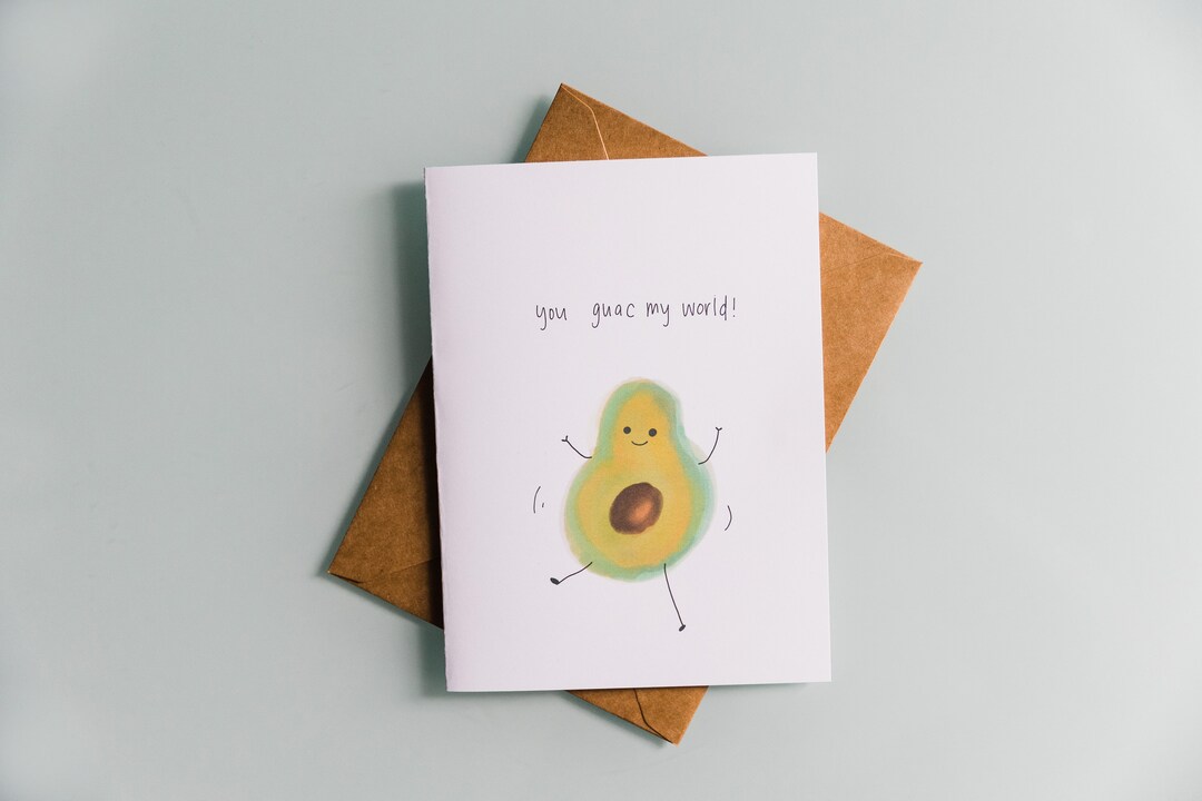 Foodie Pun Card You Guac My World Valentine's Day / Love Card - Etsy