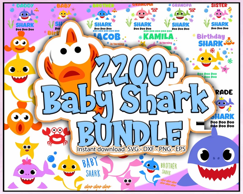 Baby Shark Bundle Png Files, Baby Shark Png, Baby Shark Family Png ...