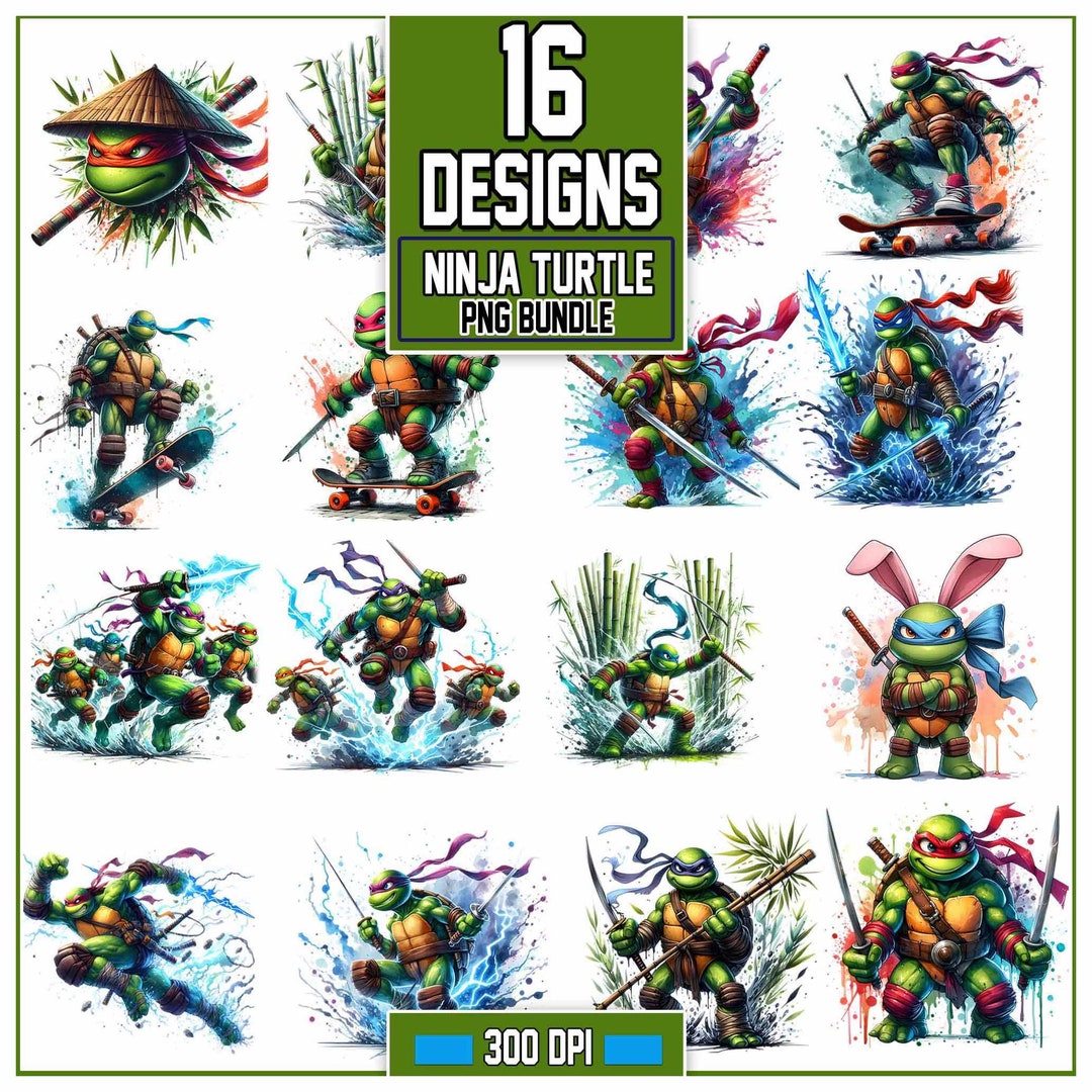 Ninja Turtles Watercolor Bundle Png, Ninja Tutles Png, High Quality ...