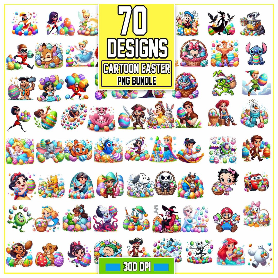 Mega Cartoon Easter Character Png Bundle, Spring Easter Png, Happy ...