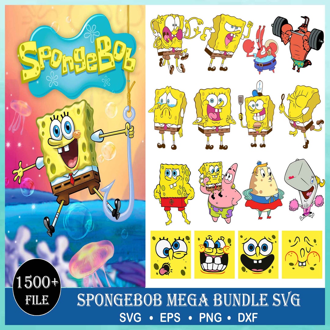 150 Spongebob Mega Bundle Png, Mega Bundle, Svg, Png, Dxf, Eps - Etsy