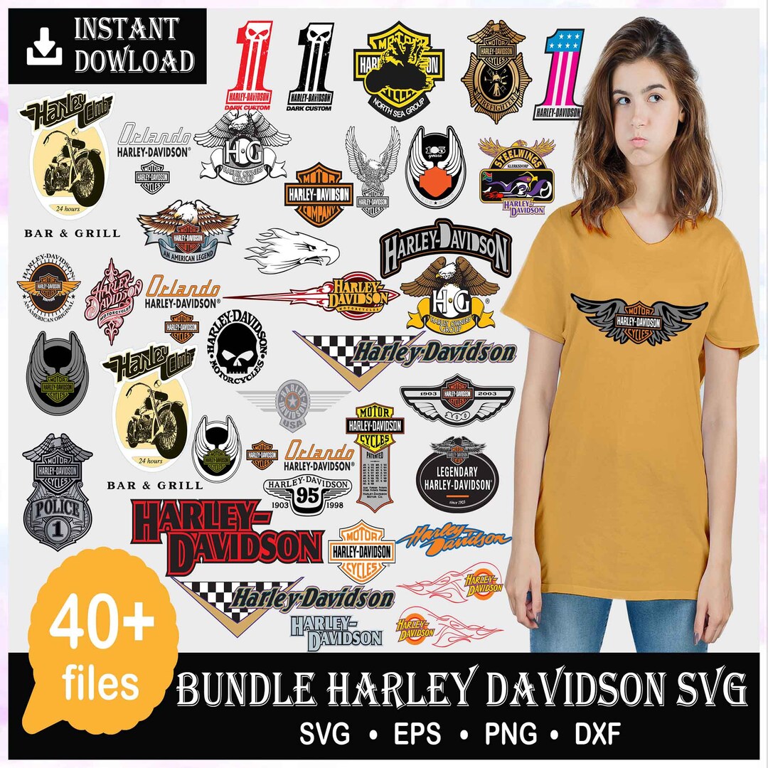 Harley Bundle Svg, Harley Logo Cut Files, Motorcycle Svg Bundle Logo ...