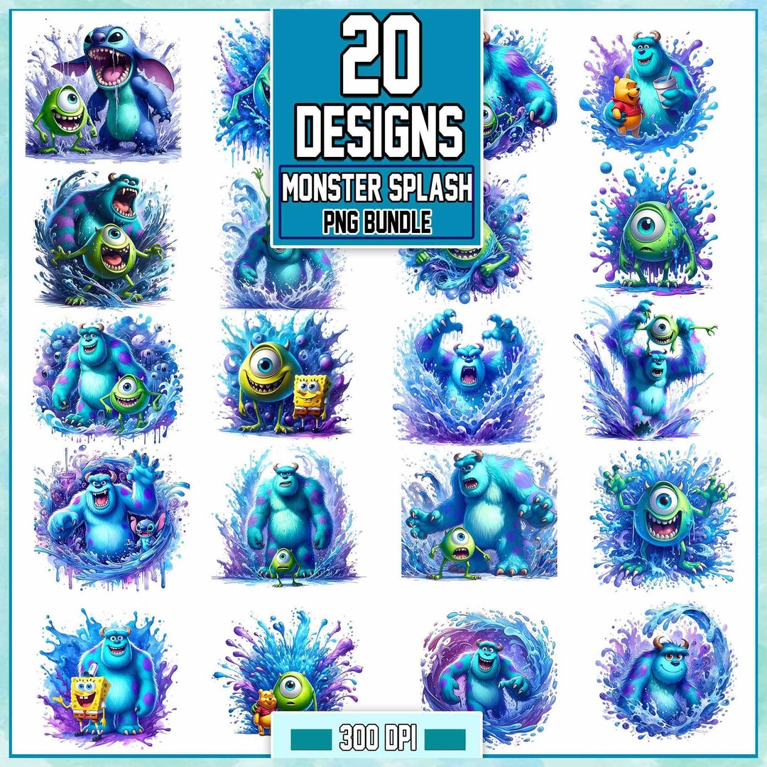 20 Monster Splash Bundle Png, Monsters Inc Png Bundle, Monsters Inc ...