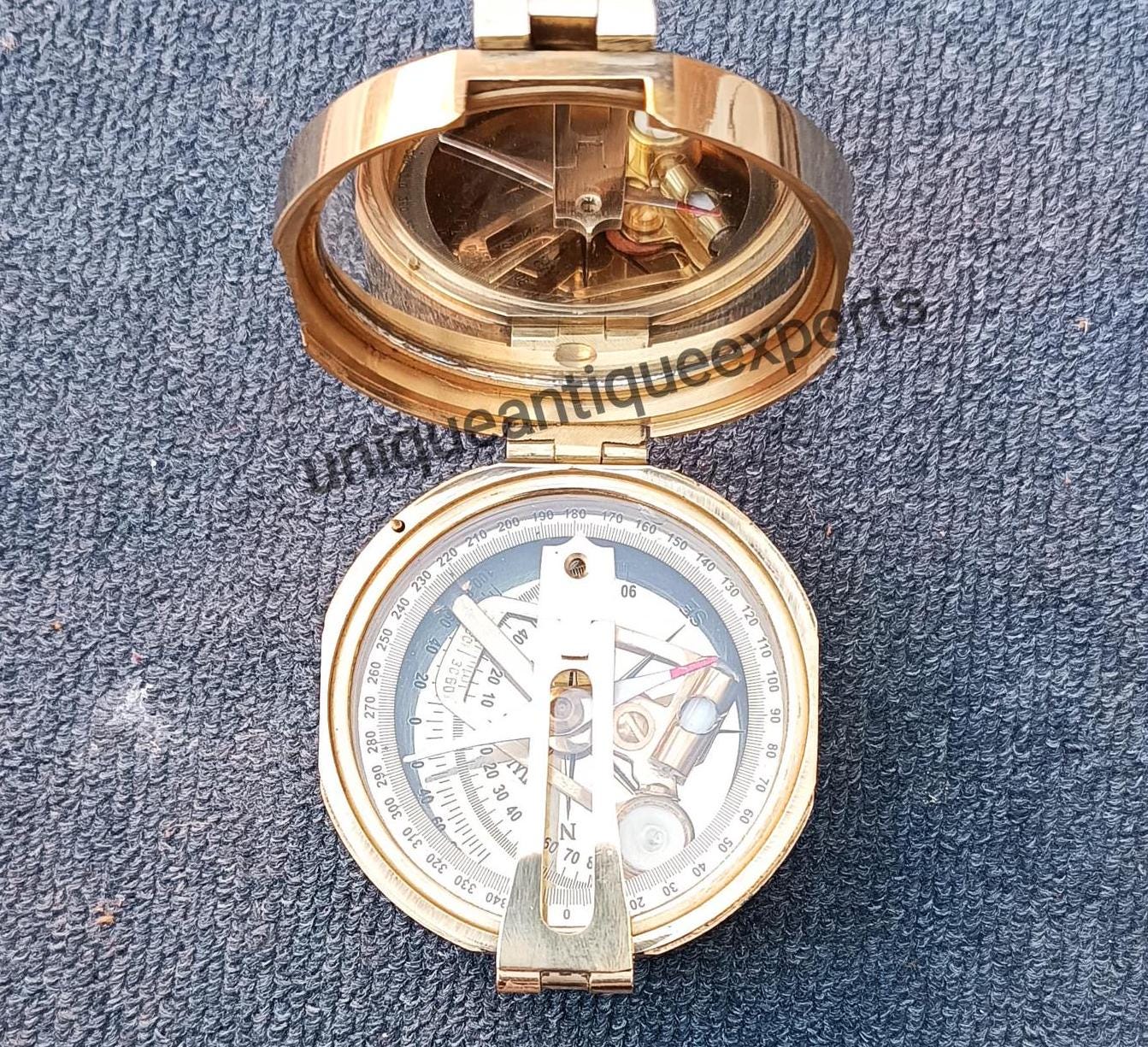 Vintage Natural Solid Brass Golden Sine Brunton Compass / Marine ...