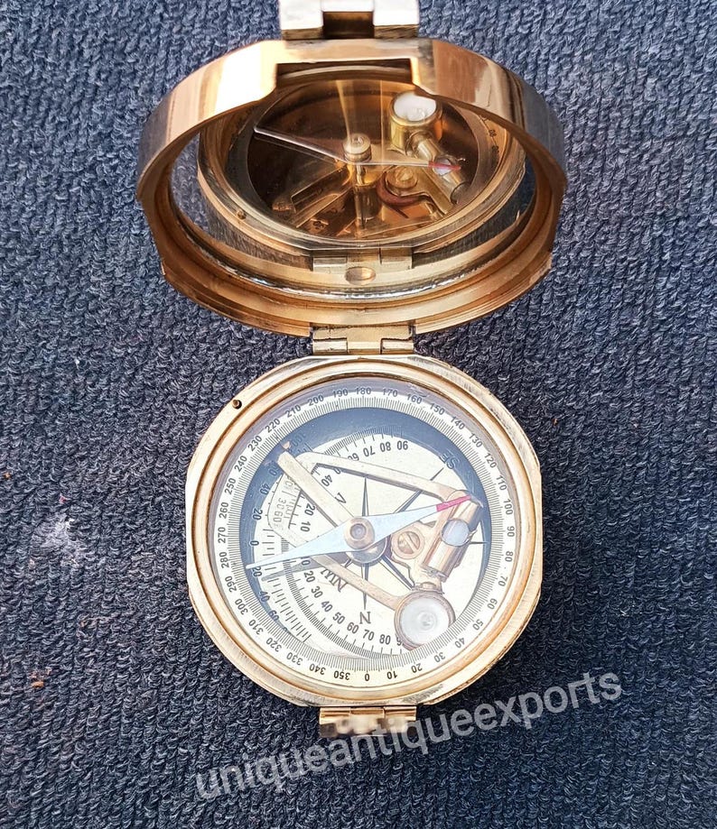 Vintage Natural Solid Brass Golden Sine Brunton Compass / Marine ...