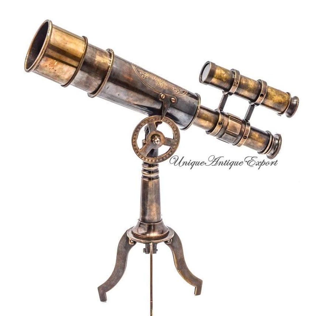 Telescope Antique Solid Brass Telescope ~ Tripod Stand Telescope 12" Unique Vintage Spyglass ...
