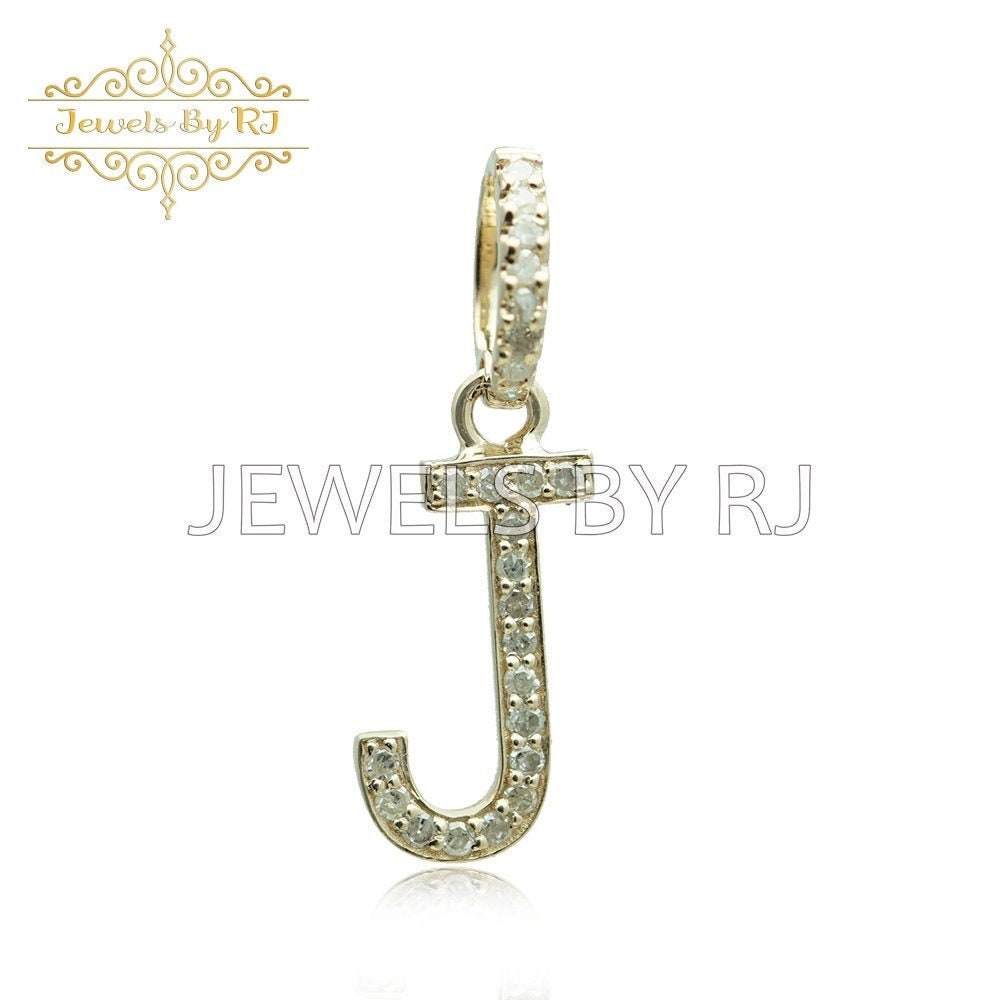 925 Silver Gold Plated J Initial Pendant 14K Solid Gold - Etsy