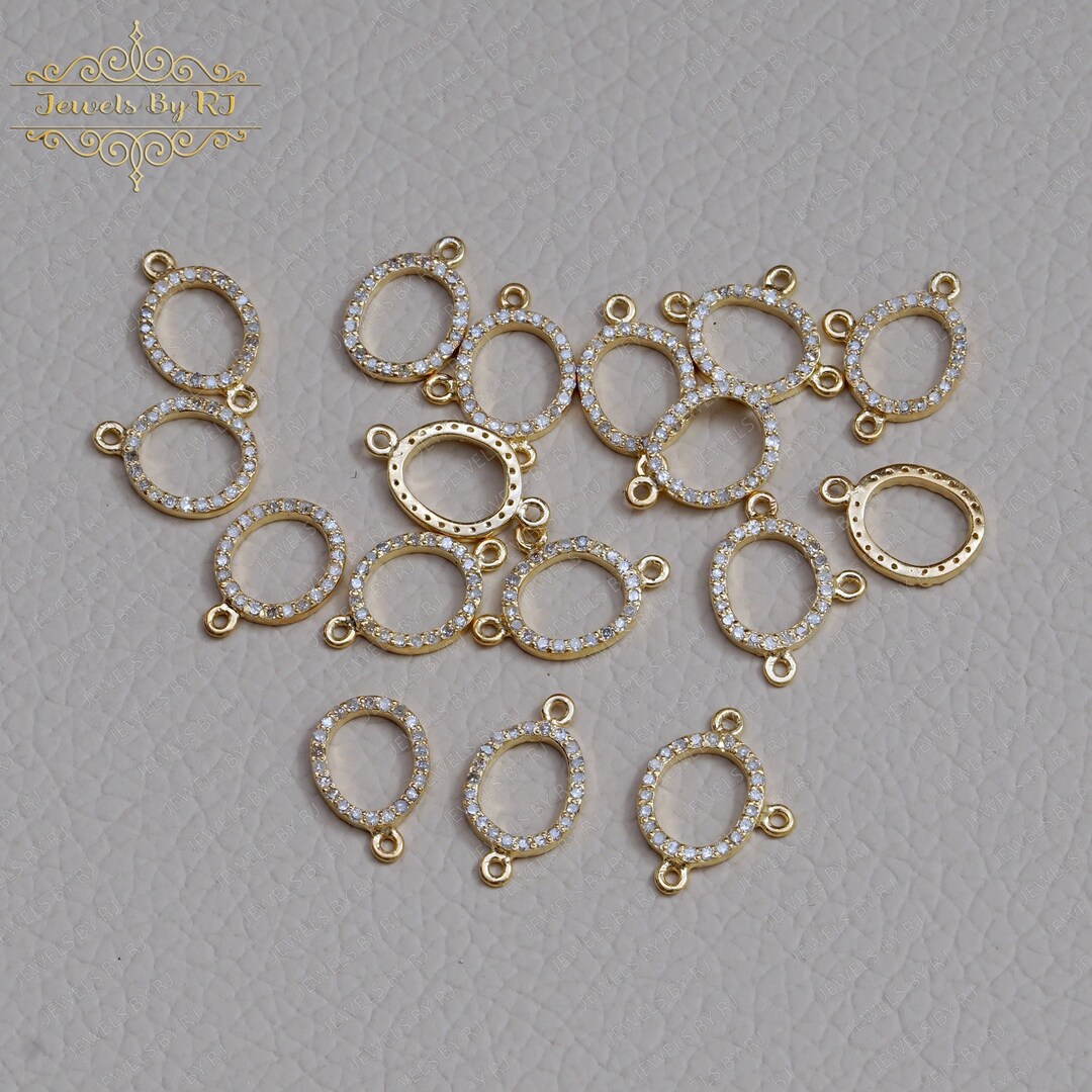 Pave Diamond Connector Finding, Silver Gold Plated Diamond Connector ...