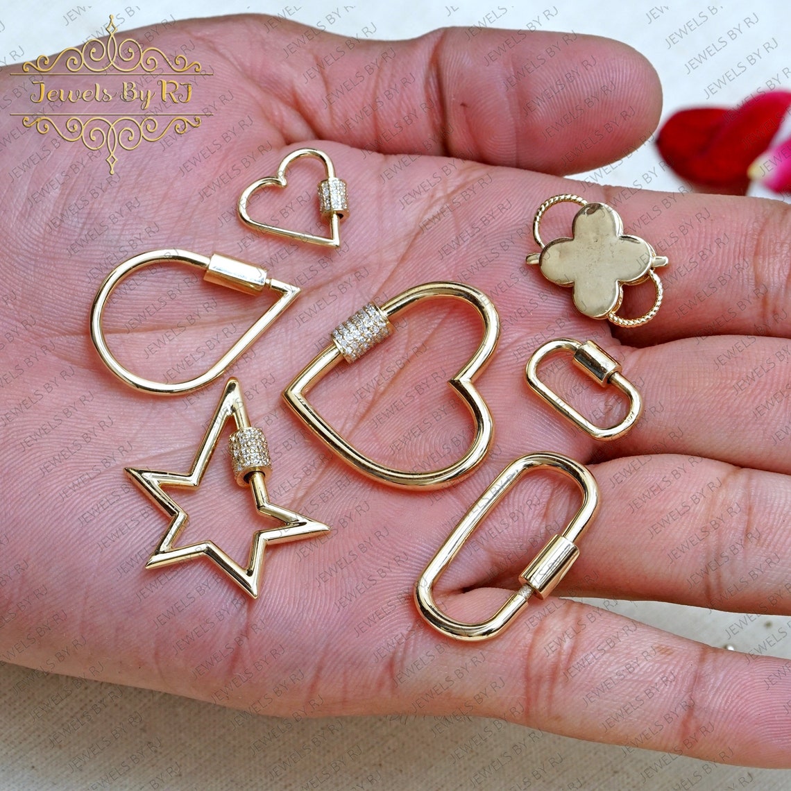 Diamond Gold Clasp Pave Diamond Clasp 14K Solid Gold Clasp | Etsy