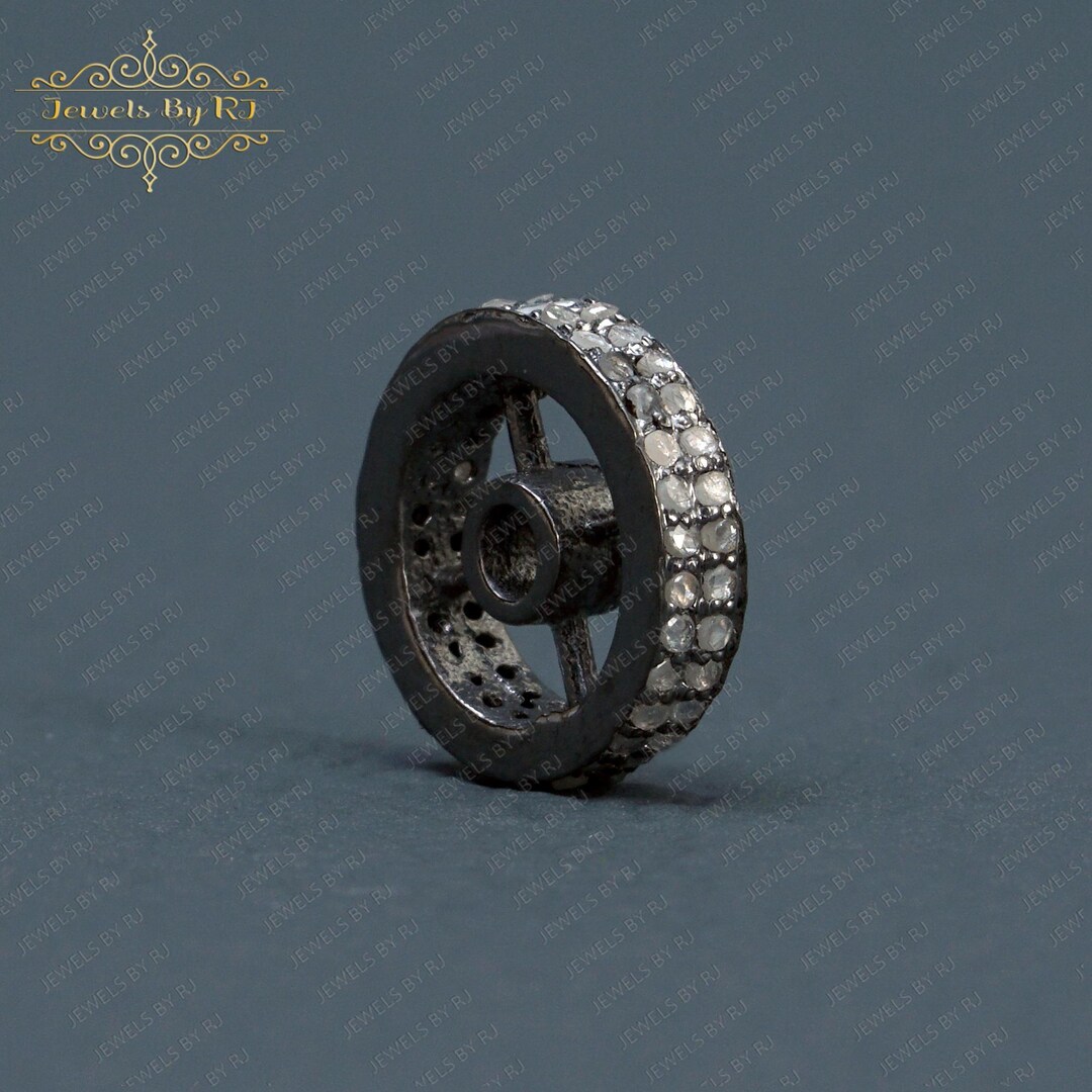 Pave Diamond 925 Silver Spacer - 8MM Double Line Diamond Finding - Etsy
