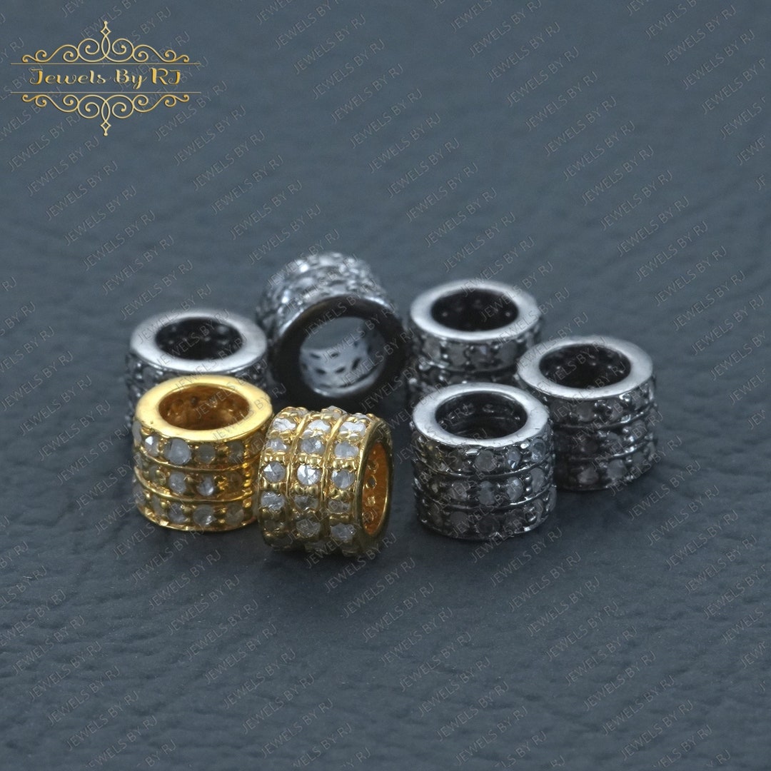 Pave Diamond Spacer, 3-line Diamond Spacer, Silver Gold Plating Diamond ...