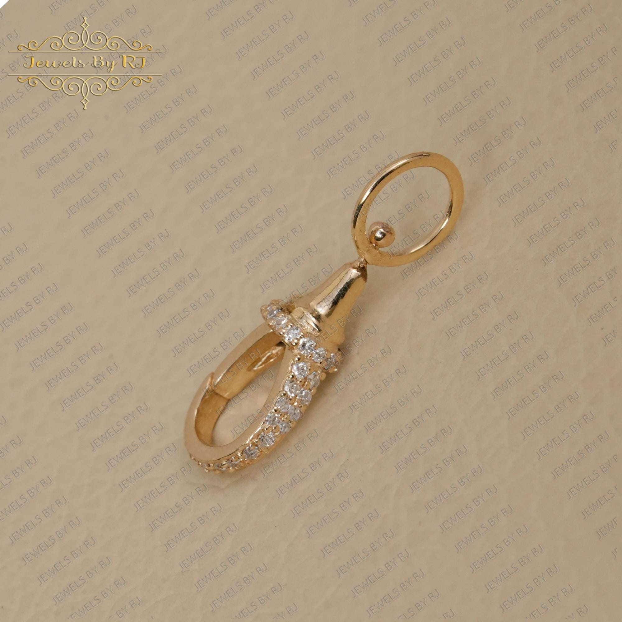 Gold Enhancer Lock, 14K Solid Yellow Gold Carabin Clasp, Solid Gold ...