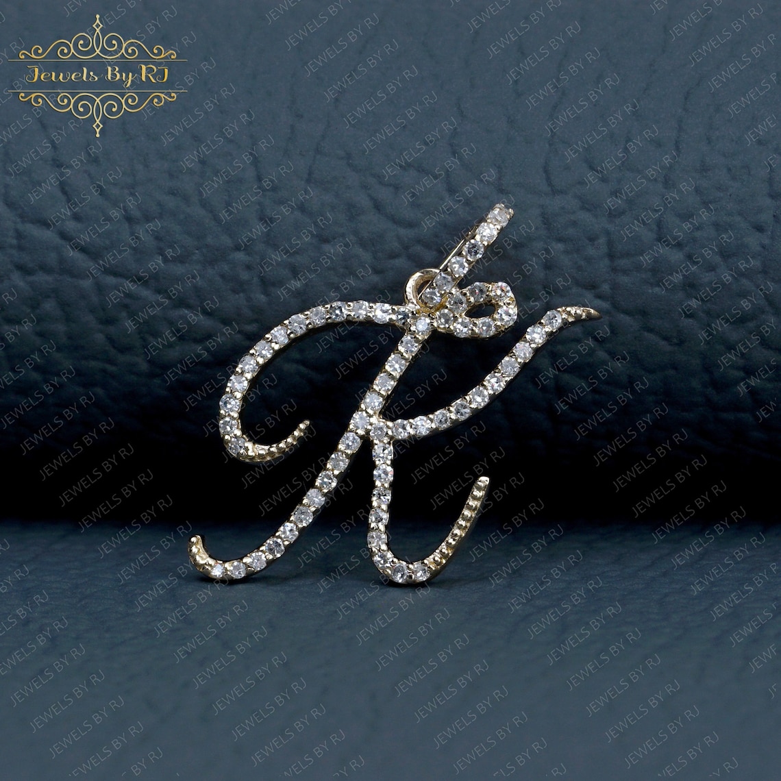 14K Solid Gold Diamond K Initial Pendant White Diamond - Etsy