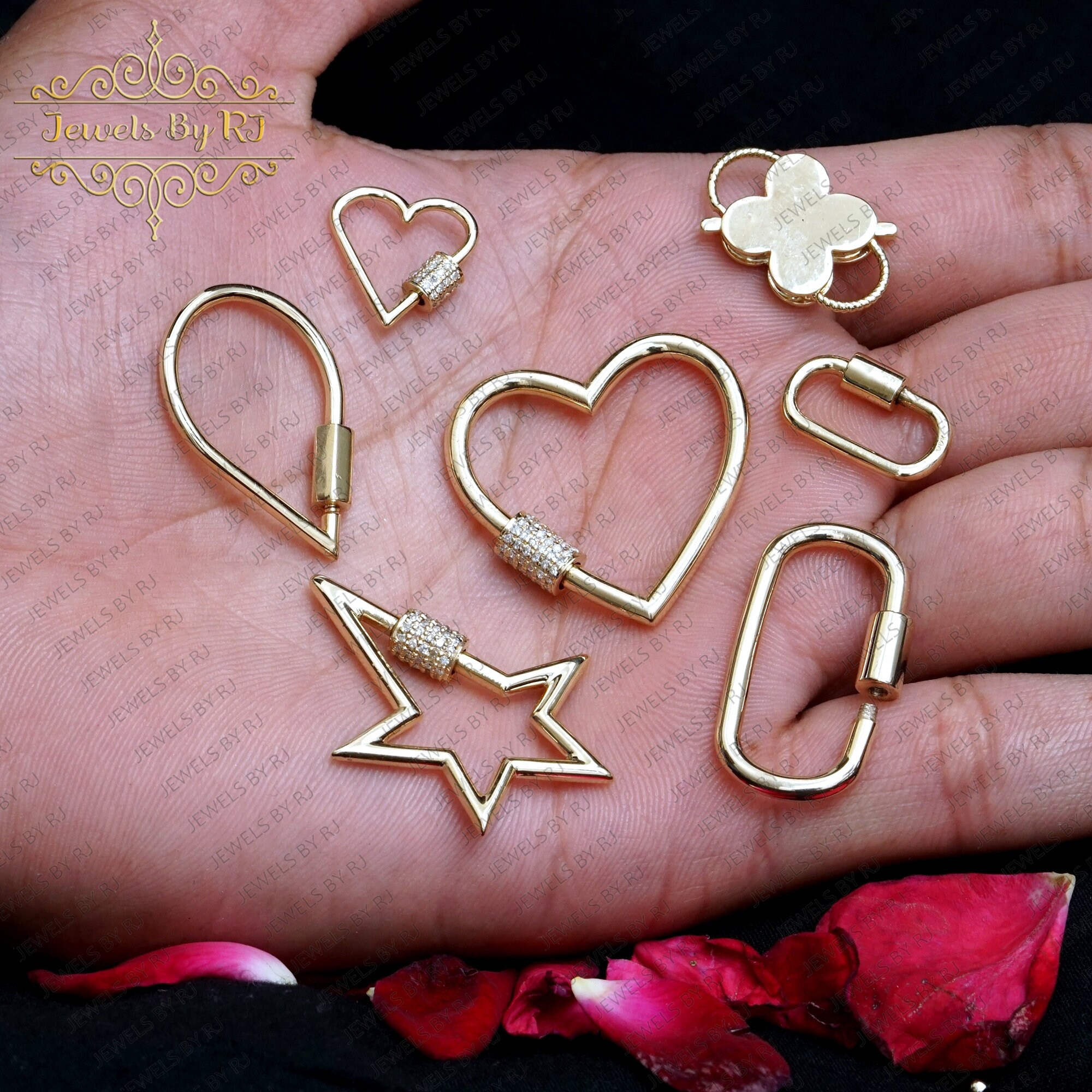 Diamond Gold Clasp Pave Diamond Clasp 14K Solid Gold Clasp | Etsy