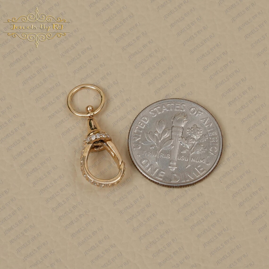 Gold Enhancer Lock, 14K Solid Yellow Gold Carabin Clasp, Solid Gold ...
