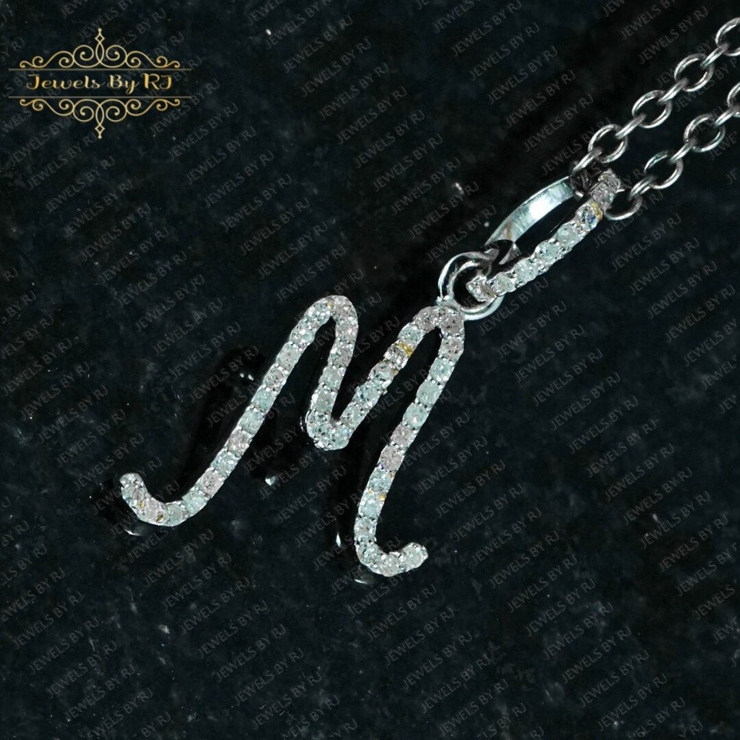 Pave Diamond Initial Pendant, 925 Silver Custom Initial Pendant ...