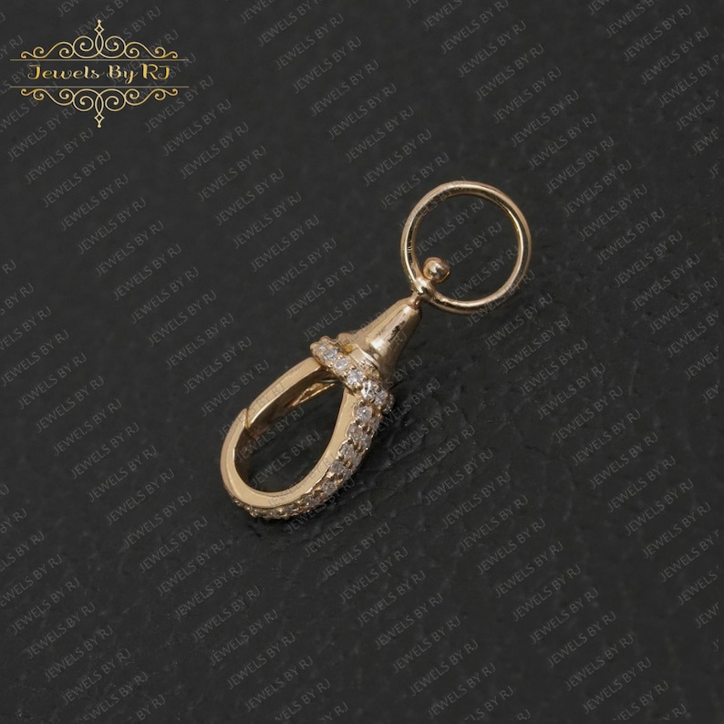 Gold Enhancer Lock, 14K Solid Yellow Gold Carabin Clasp, Solid Gold ...