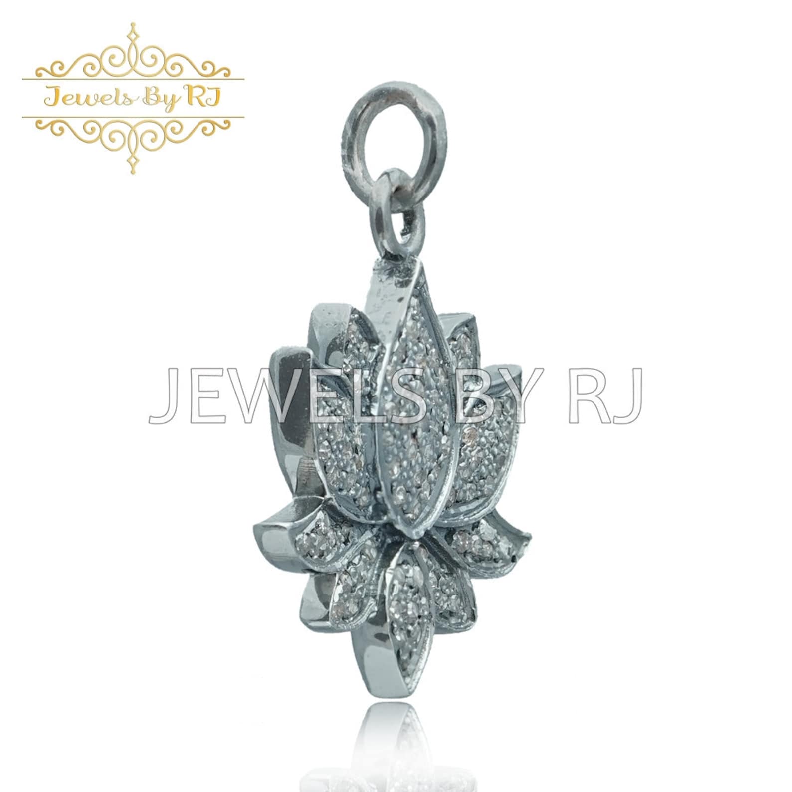 Diamond Lotus Pendant 925 Silver Diamond Lotus Pendant | Etsy