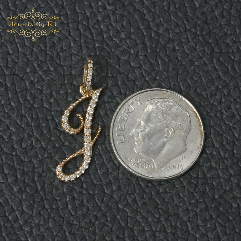 14K Solid Gold J Initial Pendant, Diamond J Initial Pendant, Yellow ...