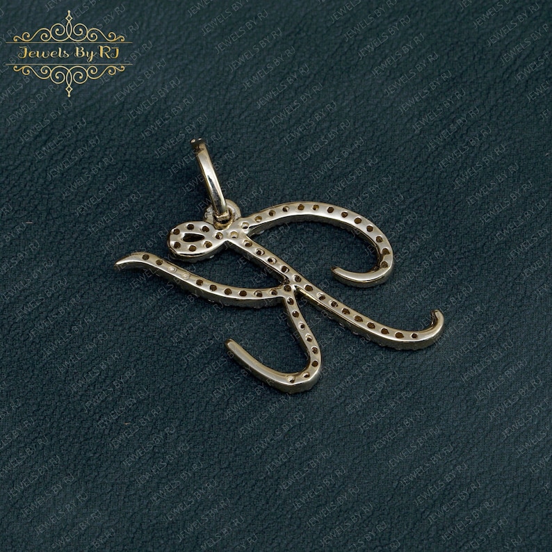 14K Solid Gold Diamond K Initial Pendant White Diamond - Etsy