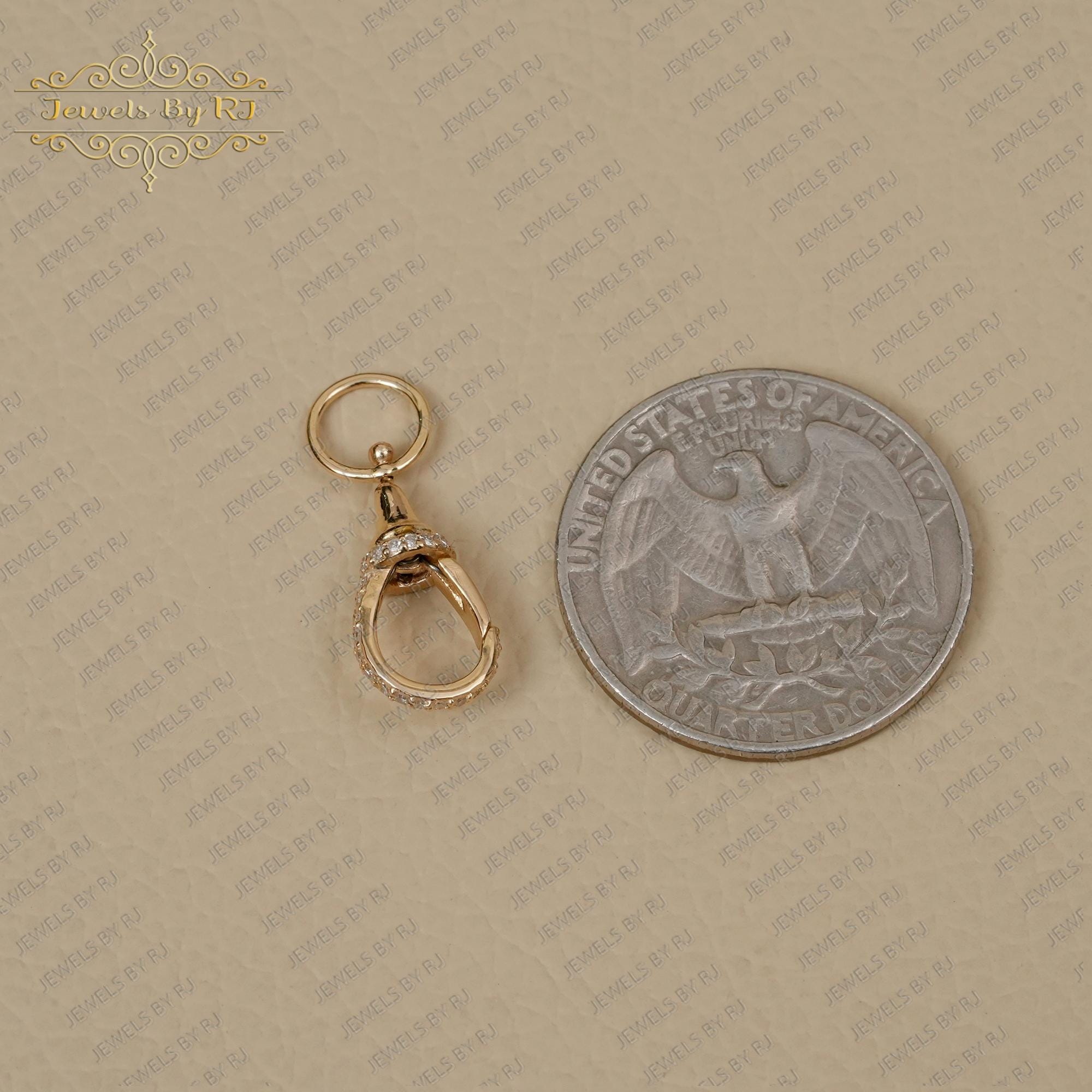 Gold Enhancer Lock, 14K Solid Yellow Gold Carabin Clasp, Solid Gold ...
