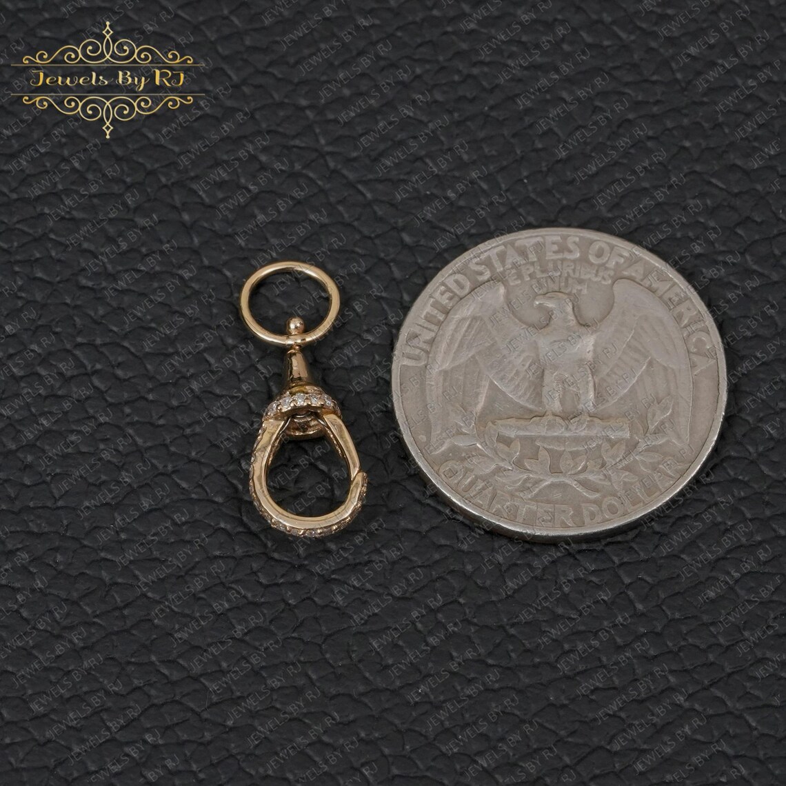 Gold Enhancer Lock, 14K Solid Yellow Gold Carabin Clasp, Solid Gold ...