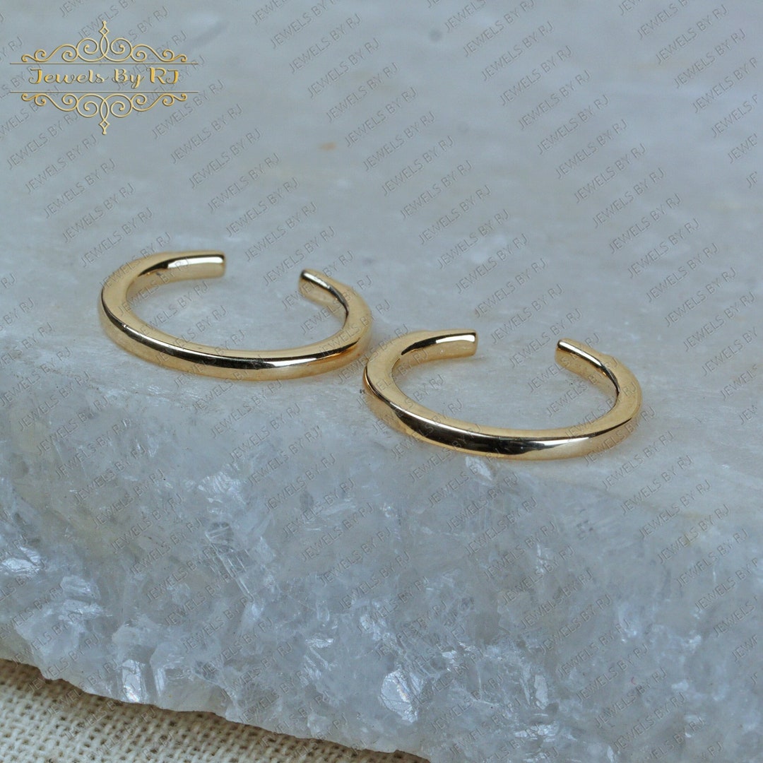 14K Solid Yellow Gold Ear Cuff, Solid Gold Yellow Ear Cuff, 14K Gold ...