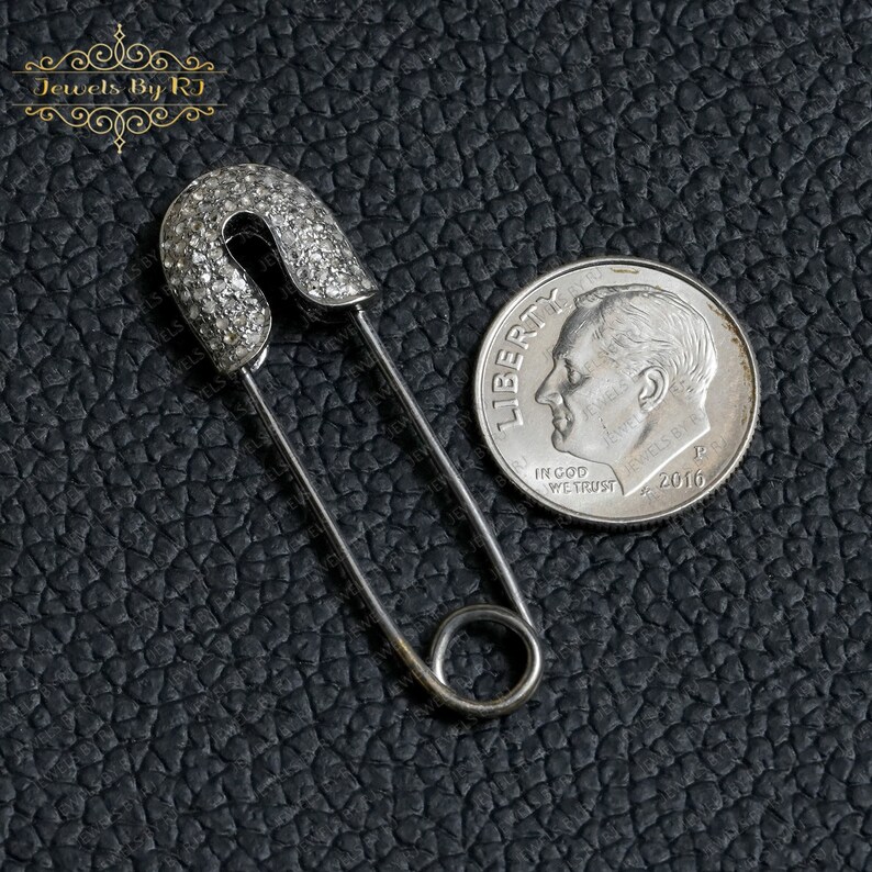 Pave Diamond Sterling Silver Safety Pin Pendant - Etsy