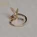 14k Solid Yellow Gold Diamond Dragonfly Ring, Gold Diamond Ring, Women ...