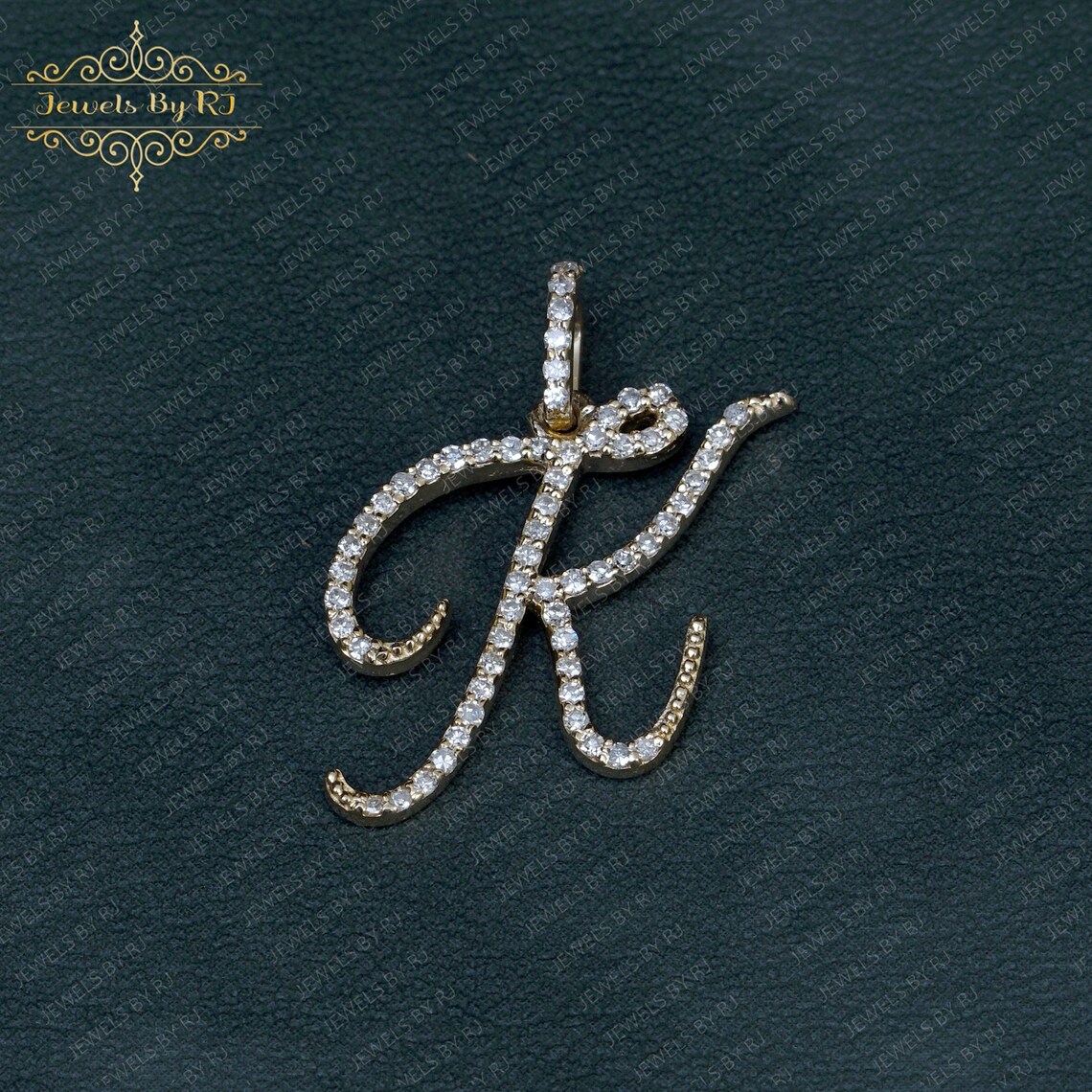 14K Solid Gold Diamond K Initial Pendant White Diamond - Etsy