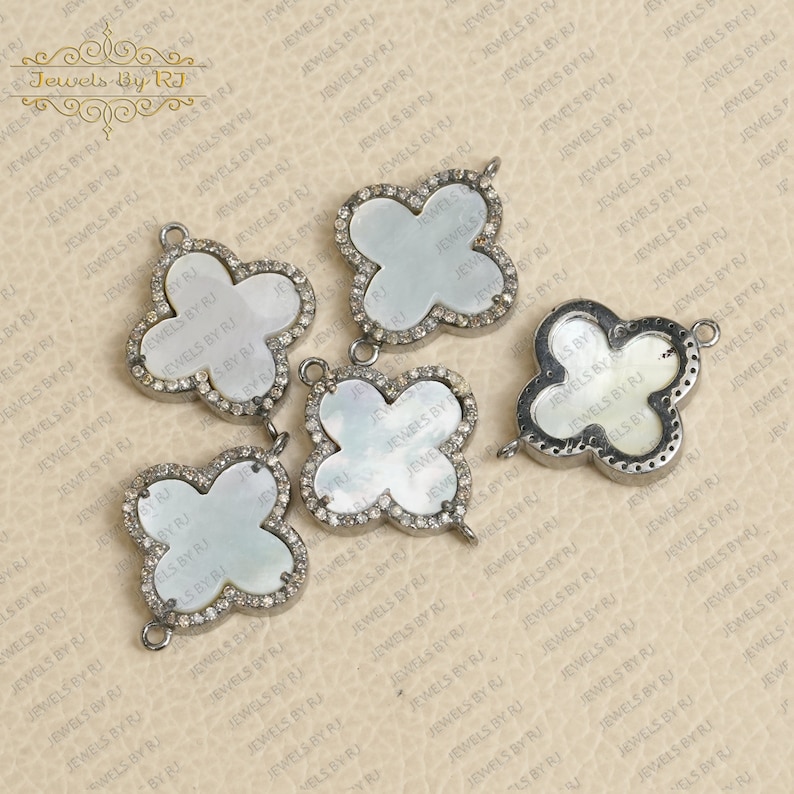 Pave Diamond MOP Connector MOP Connector Silver Diamond - Etsy