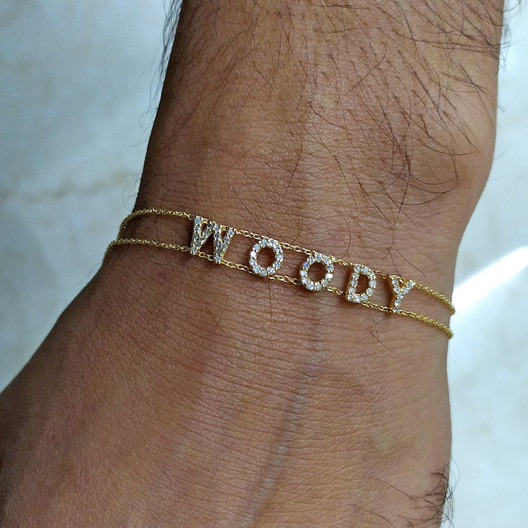 Personalized Name Bracelet, Custom Name Gold Bracelet, Custom Initials ...