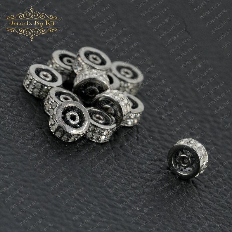 Pave Diamond Spacer, 2-line Diamond Wheel Spacer, 2-line Silver Diamond ...