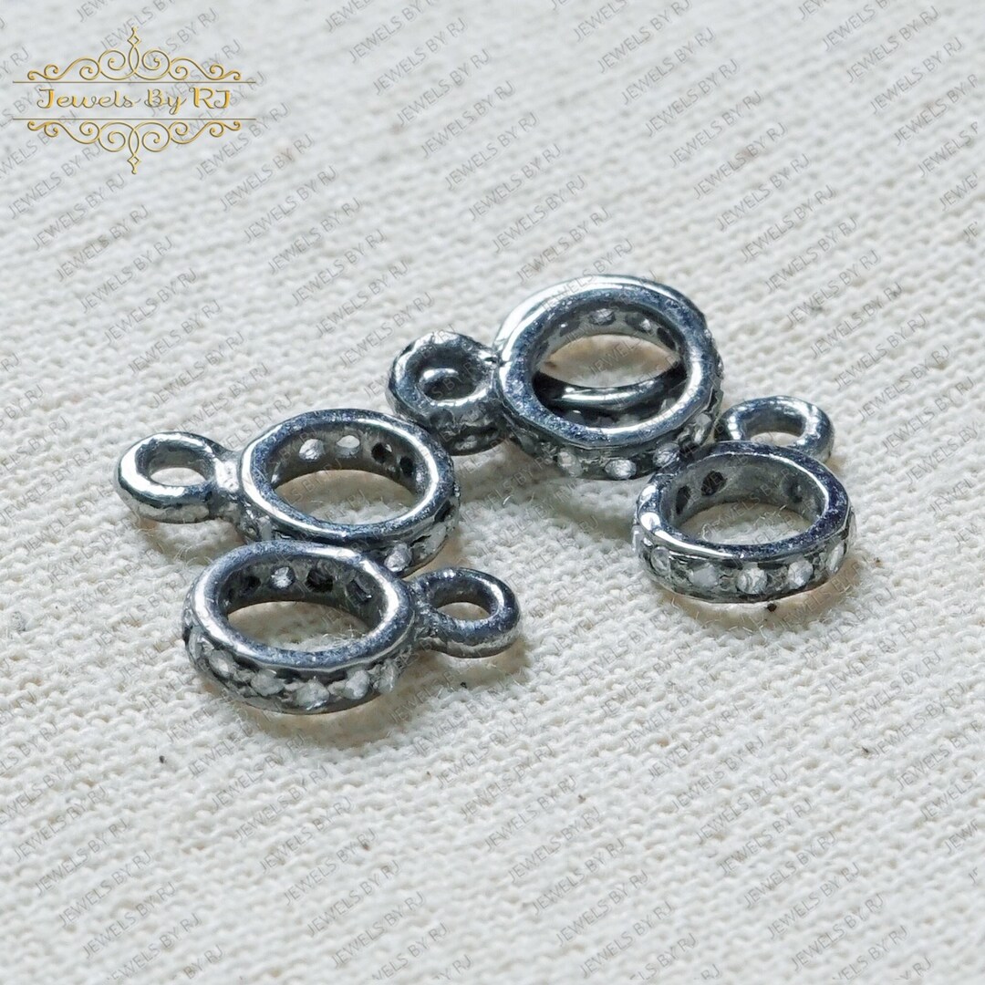 Pave Diamond Silver Jump-ring Clasp, Clasp Bail, Diamond Jump-ring ...