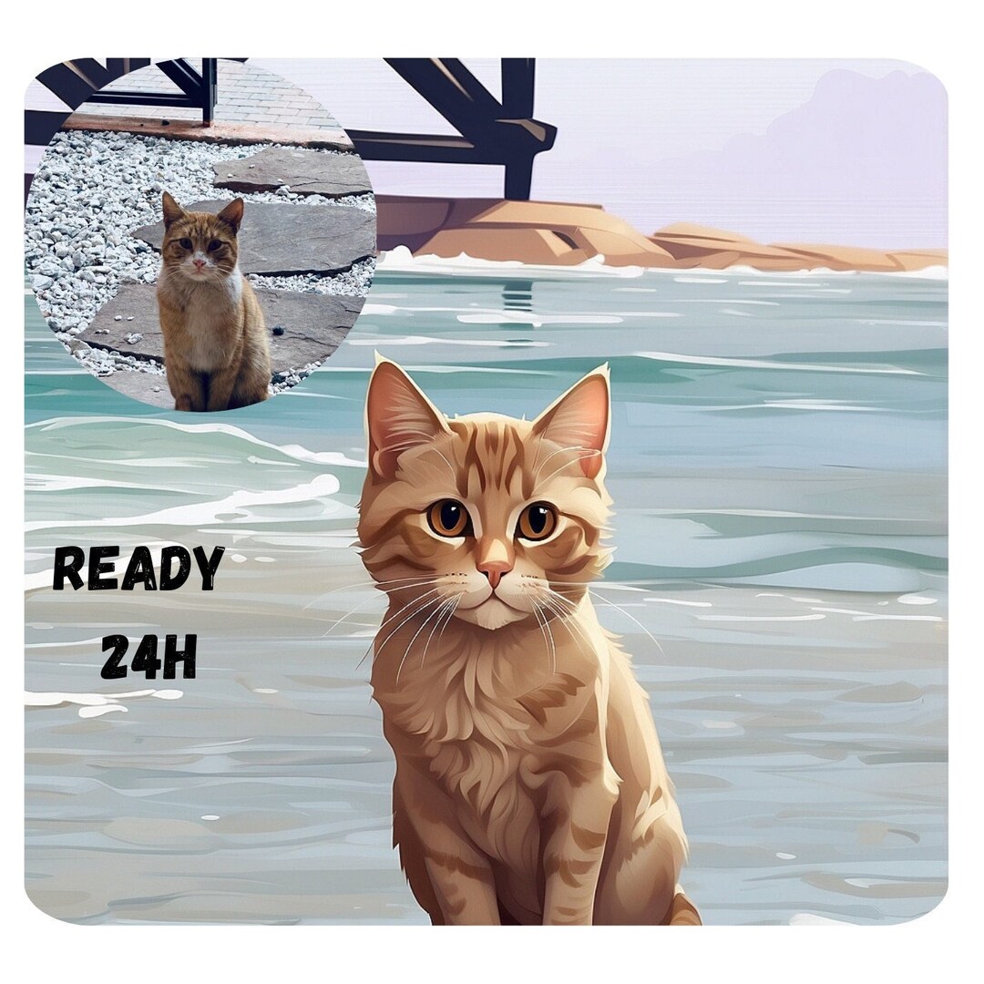 Custom Cartoon Portrait From Photo, Custom Cartoon , Cat Portrait ,pet ...