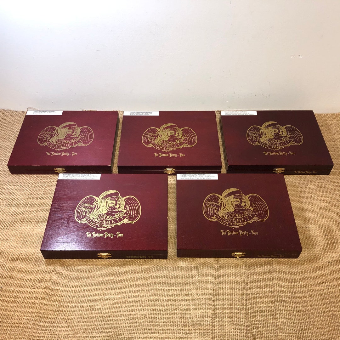 Lot of 5 Fat Bottom Betty Toro Empty Wooden Cigar Boxes 9x7.5x1.5 8 - Etsy