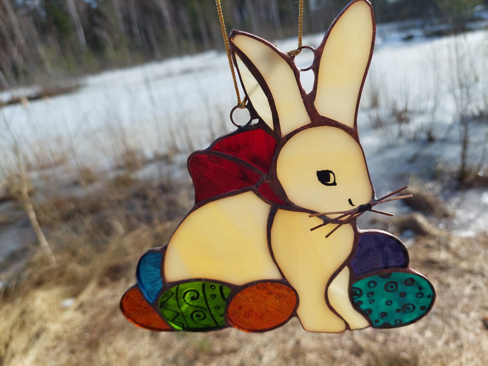 Stained Glass Easter Bunny Eggs Suncatcher - Etsy