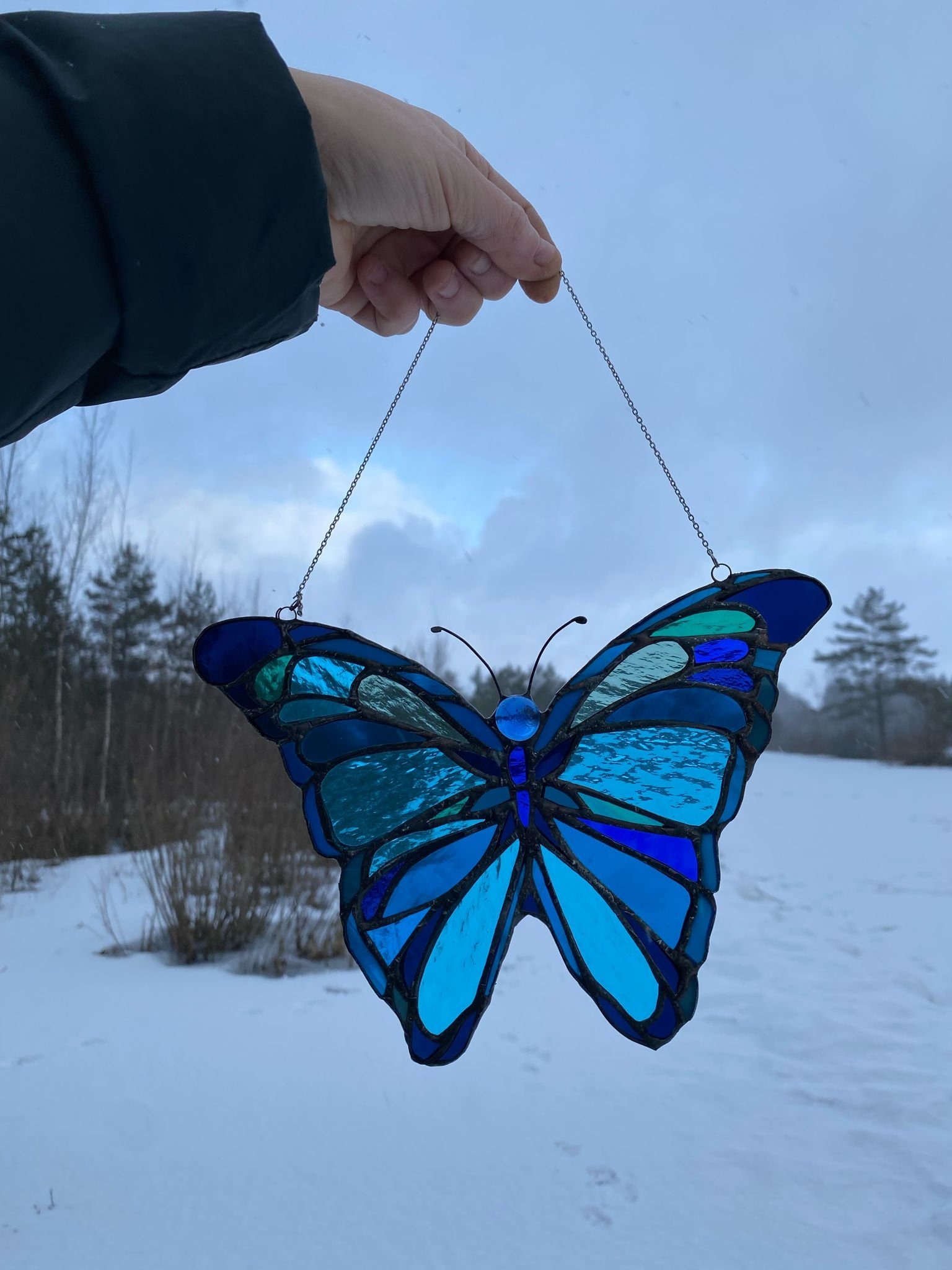 Stained Glass Blue Handmade Butterfly - Etsy
